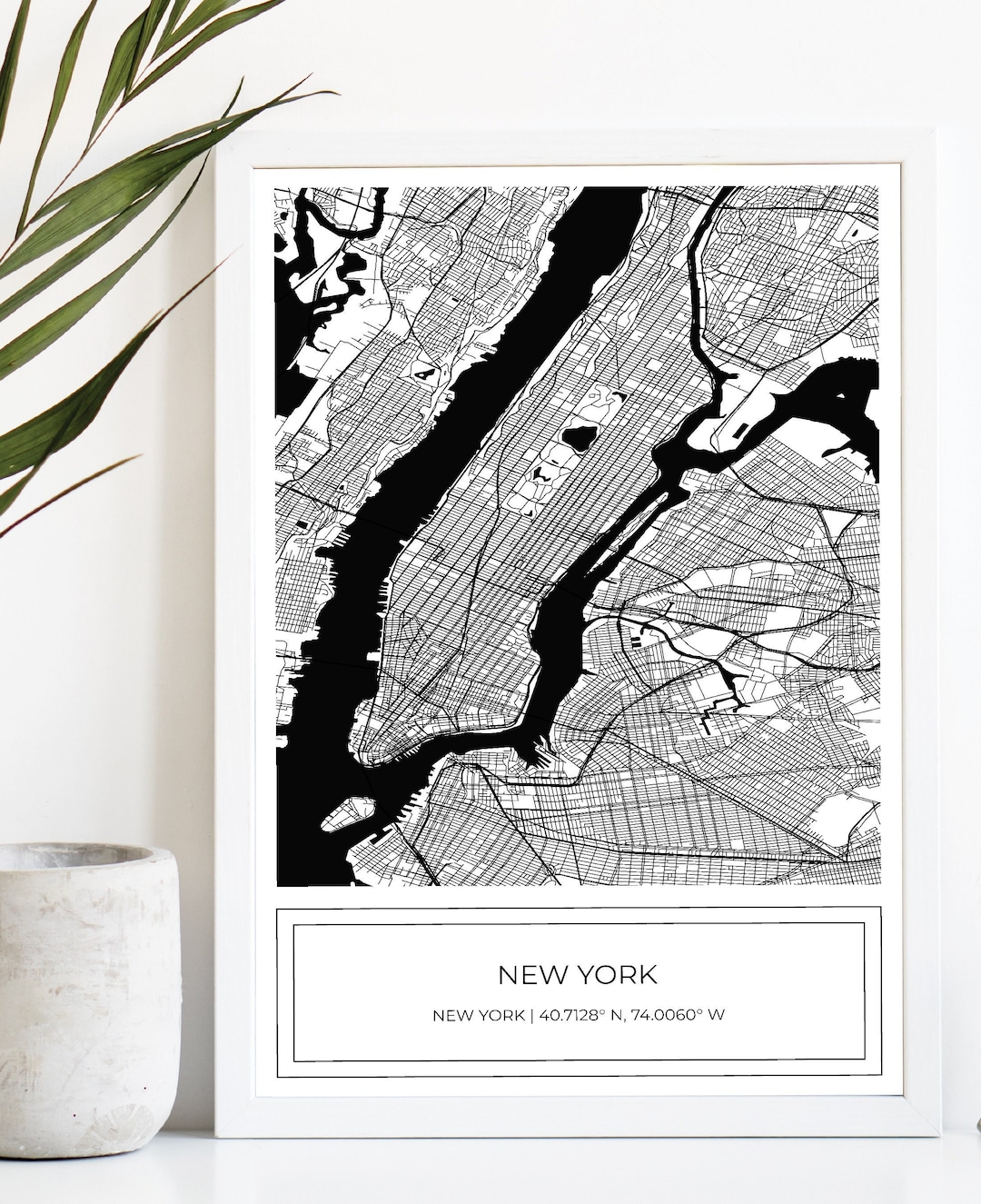 New York City Map, Map New York City, Black Map, New York City Poster ...