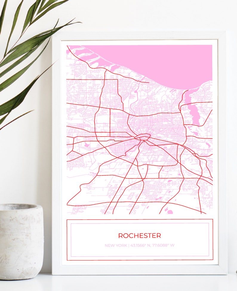 Map of Rochester New York Map, Modern Rochester Map, Modern Map Art ...