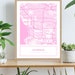 Los Angeles Map, Map of Los Angeles, Pink Los Angeles Map, Poster, City ...