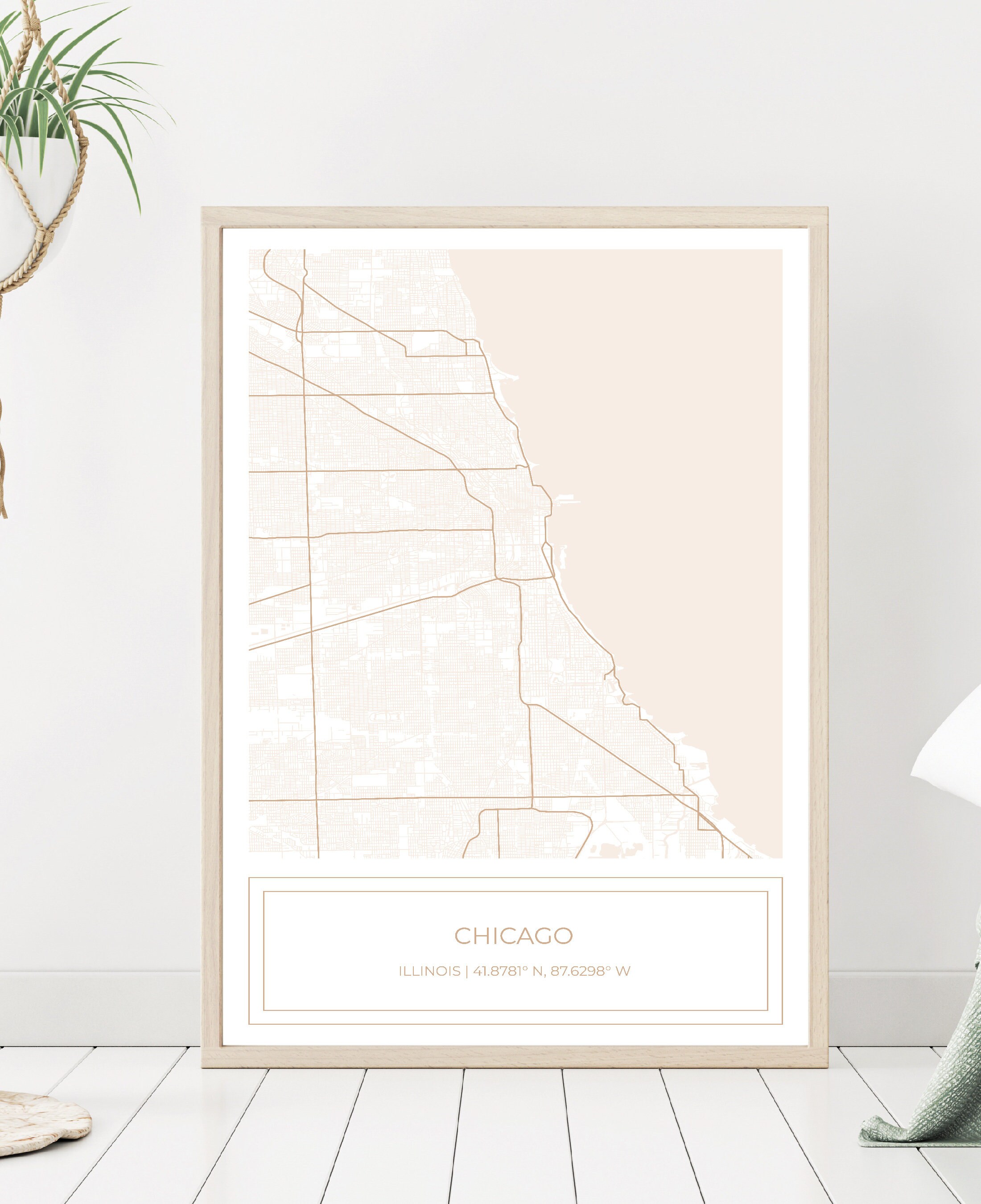 Chicago Map, Map of Chicago, Chicago Street Map, Chicago, Print, Poster ...