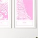 Chicago Map, Map of Chicago, Pink Chicago Map, Chicago Poster, Map of ...