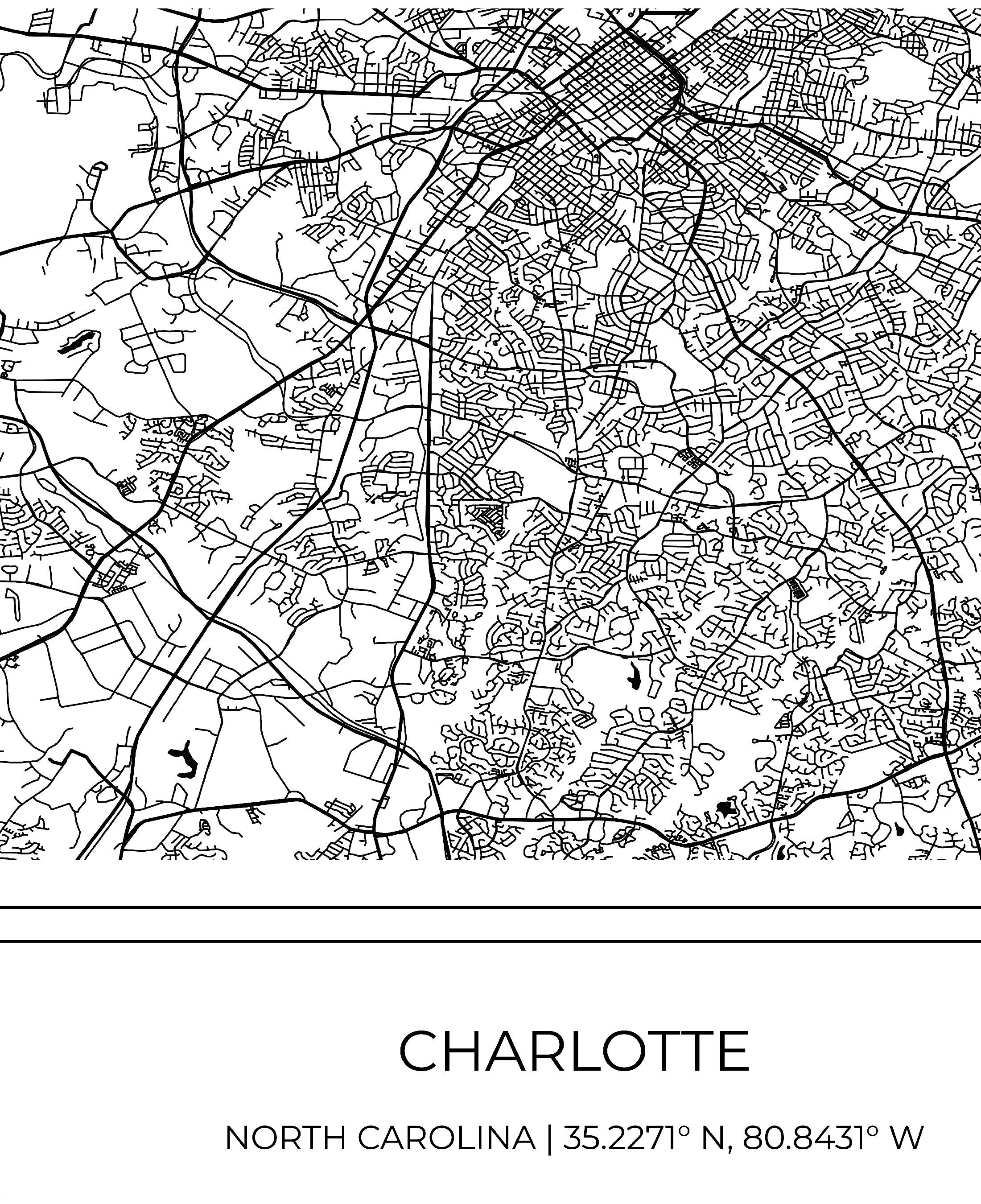 Mapa de Charlotte, Mapa de Charlotte, Mapa de Charlotte en blanco y ...