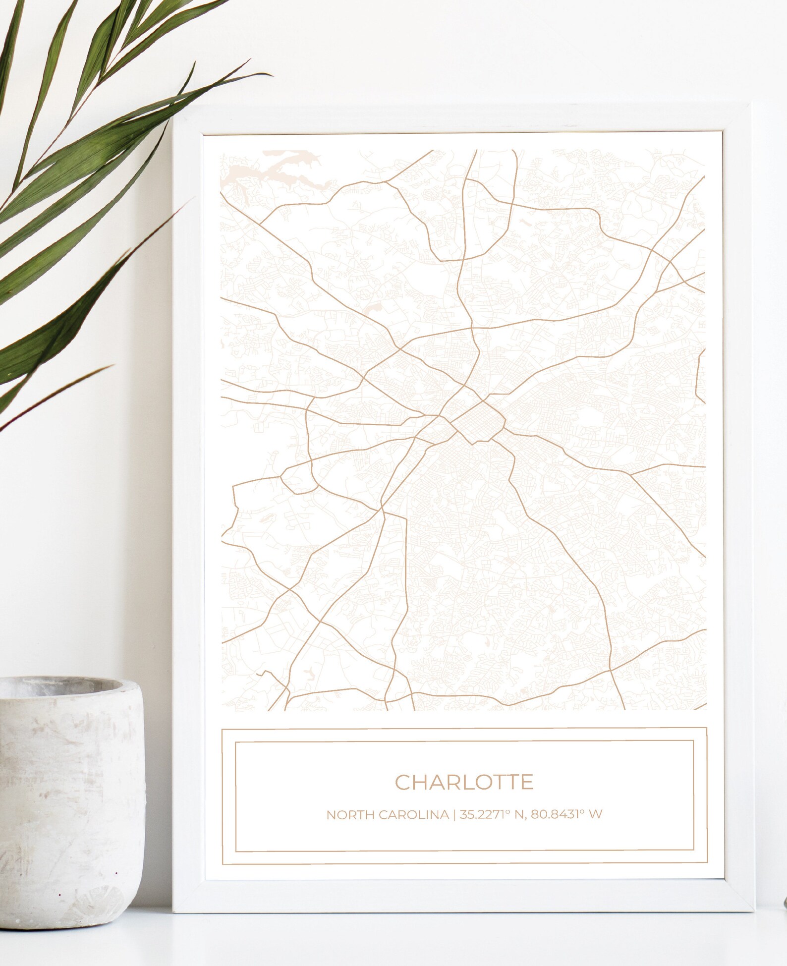 Charlotte Map, Map, Neutral Charlotte Map, Charlotte Poster, Map of ...