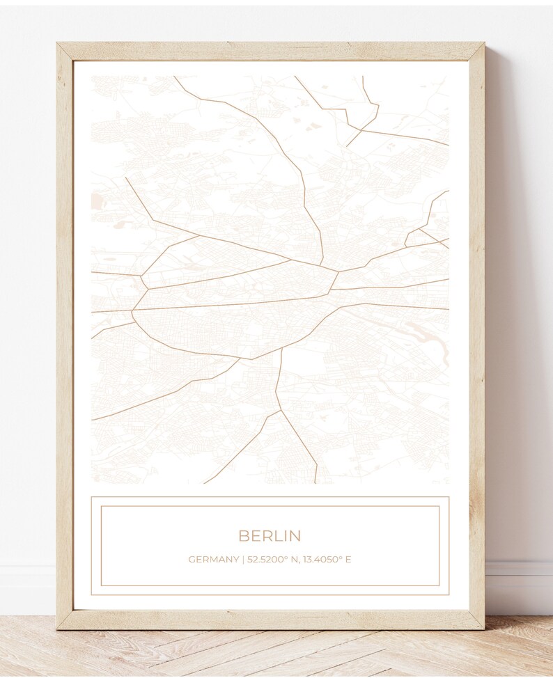 Berlin Map, Minimalist Map, Pink Berlin Map, Berlin Poster, Map of ...