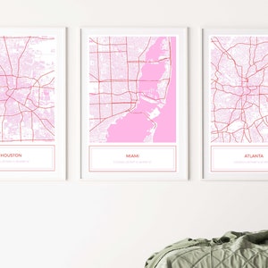 Houston Map, Map of Houston, Pink Houston Map, Houston Poster, Map of ...