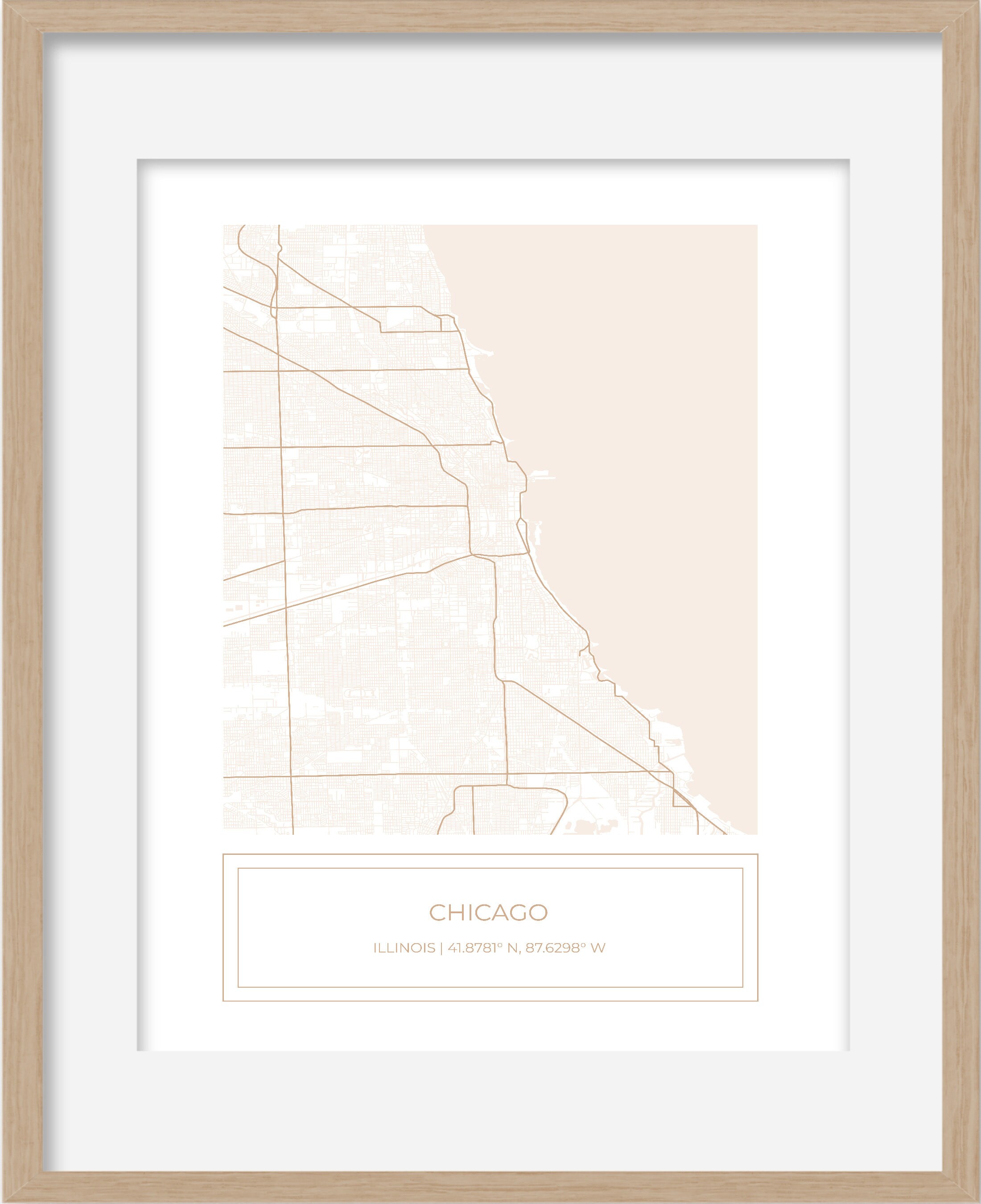 Chicago Map, Map of Chicago, Chicago Street Map, Chicago, Print, Poster ...