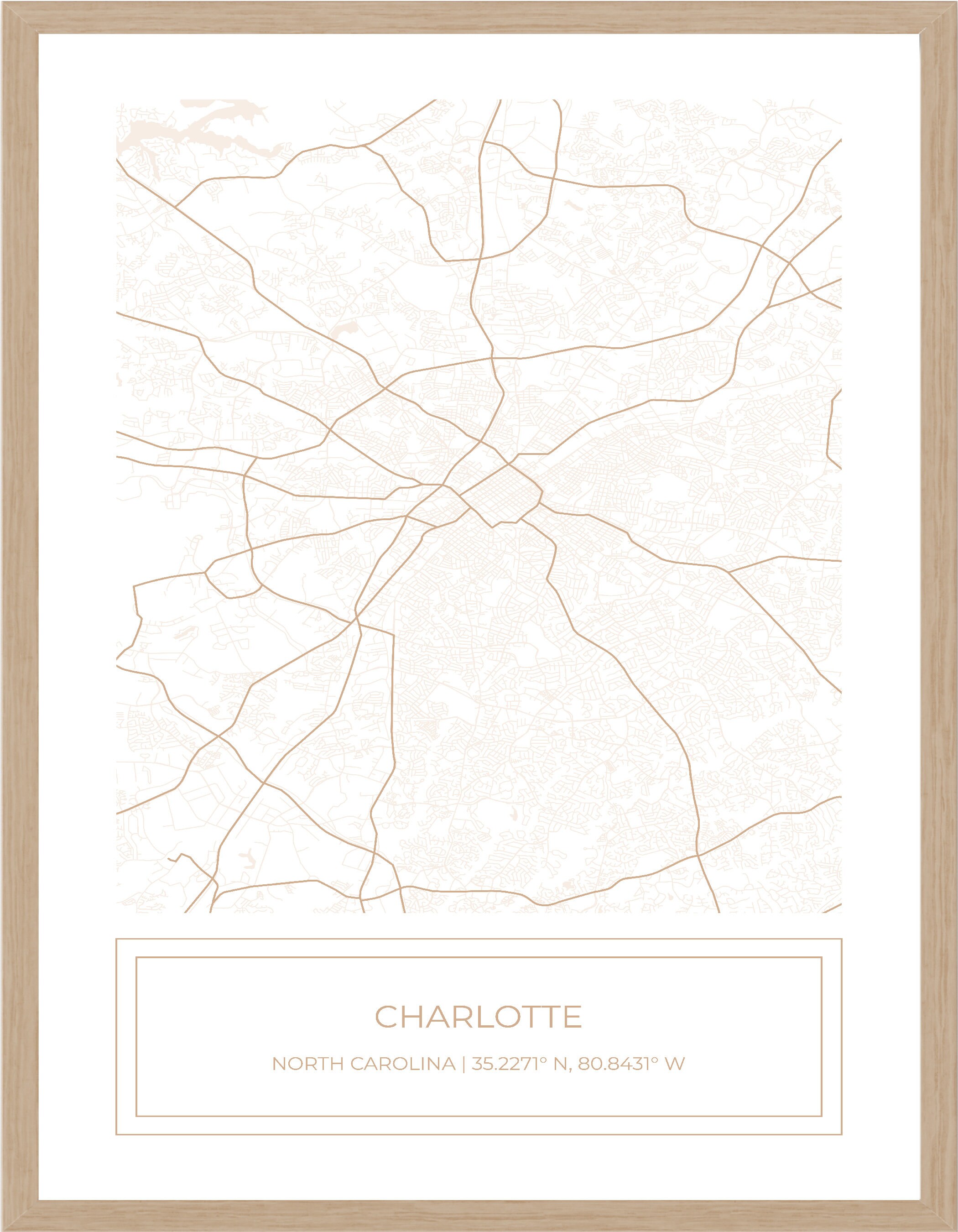 Charlotte Map, Map, Neutral Charlotte Map, Charlotte Poster, Map of ...