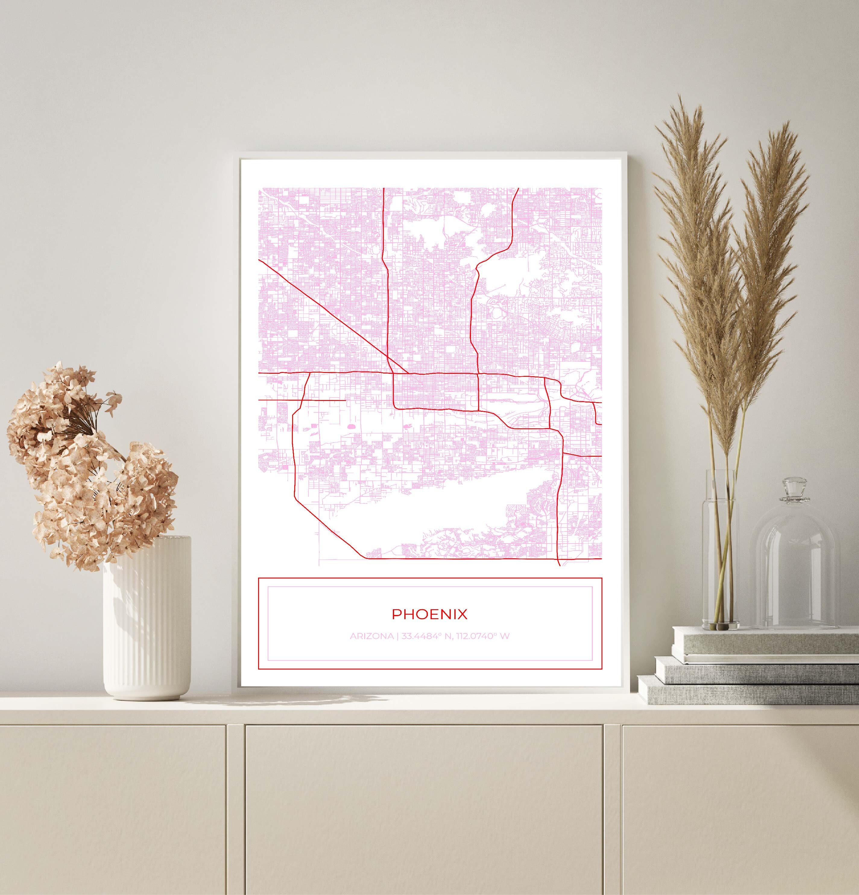 Mapa de Phoenix, Mapa de Phoenix, Mapa de Phoenix Rosa, Cartel de ...