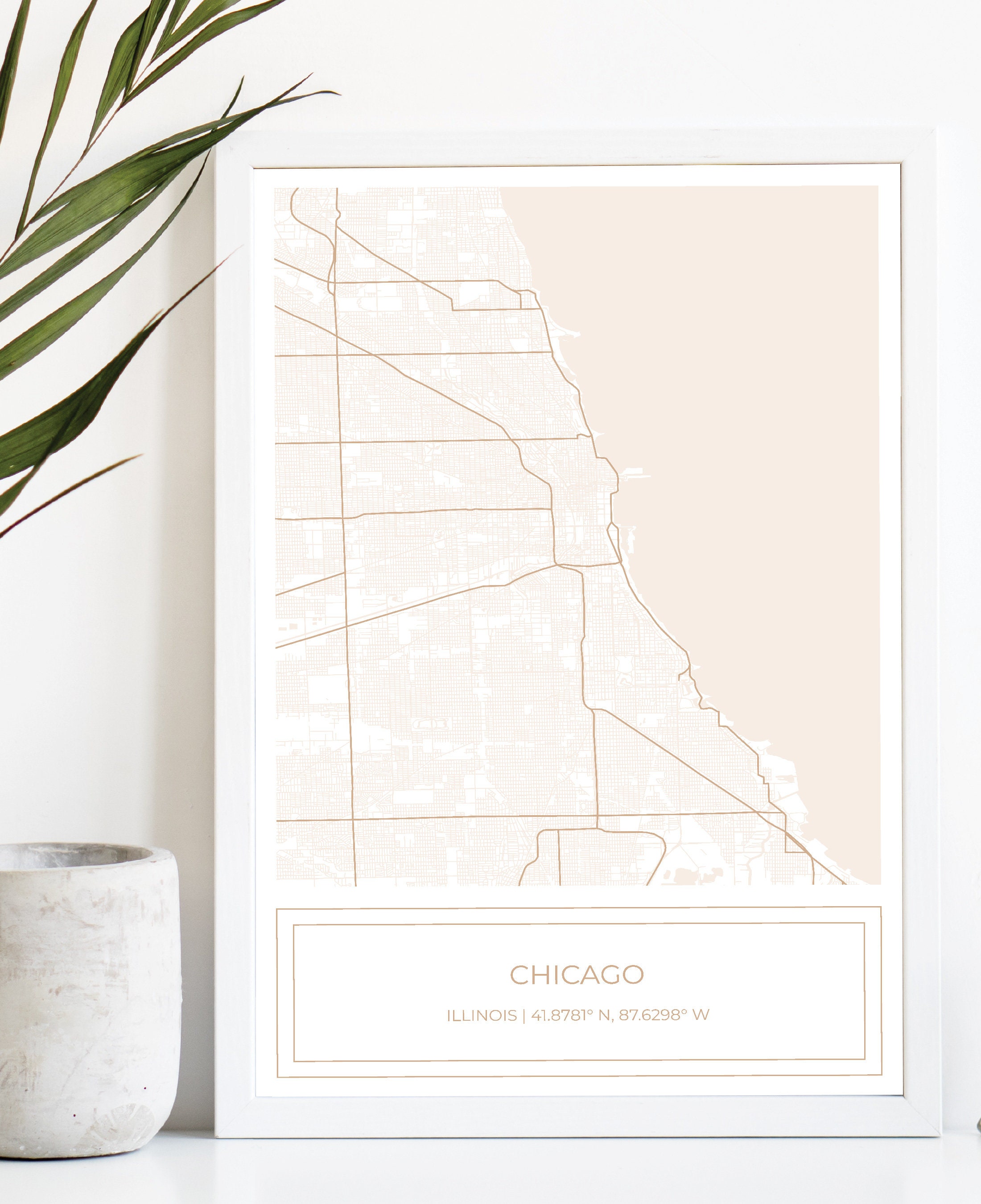 Chicago Map, Map of Chicago, Chicago Street Map, Chicago, Print, Poster ...