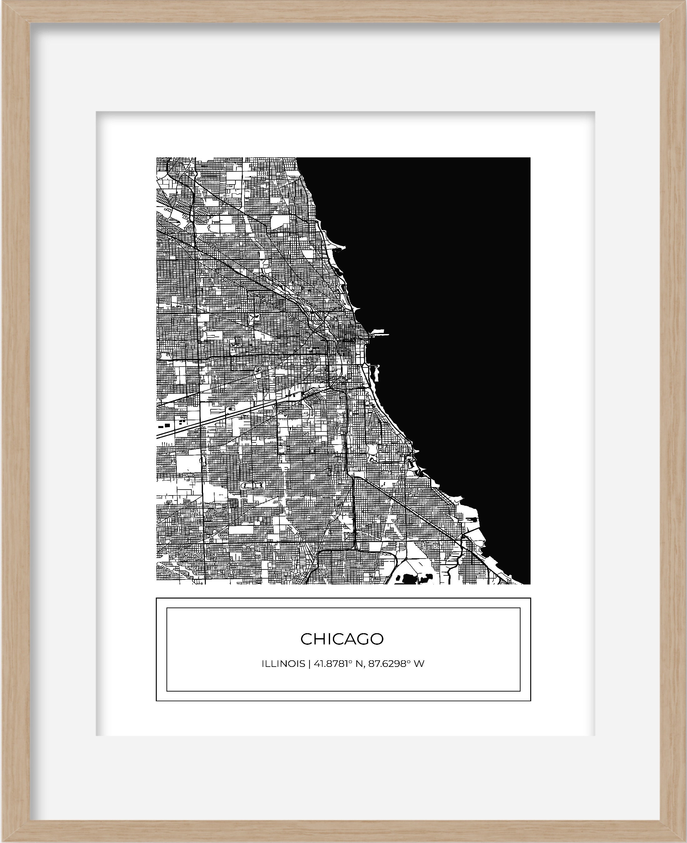 Chicago Map, Map of Chicago, Black White Chicago Map, Chicago Poster ...