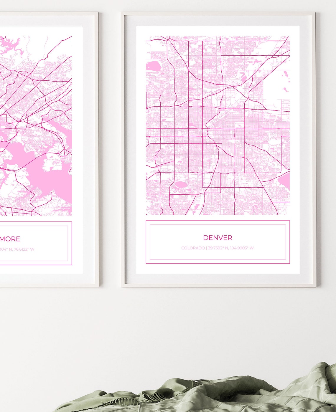 Mapa de Denver, Mapa de Denver, Mapa rosa de Denver, Cartel de Denver ...
