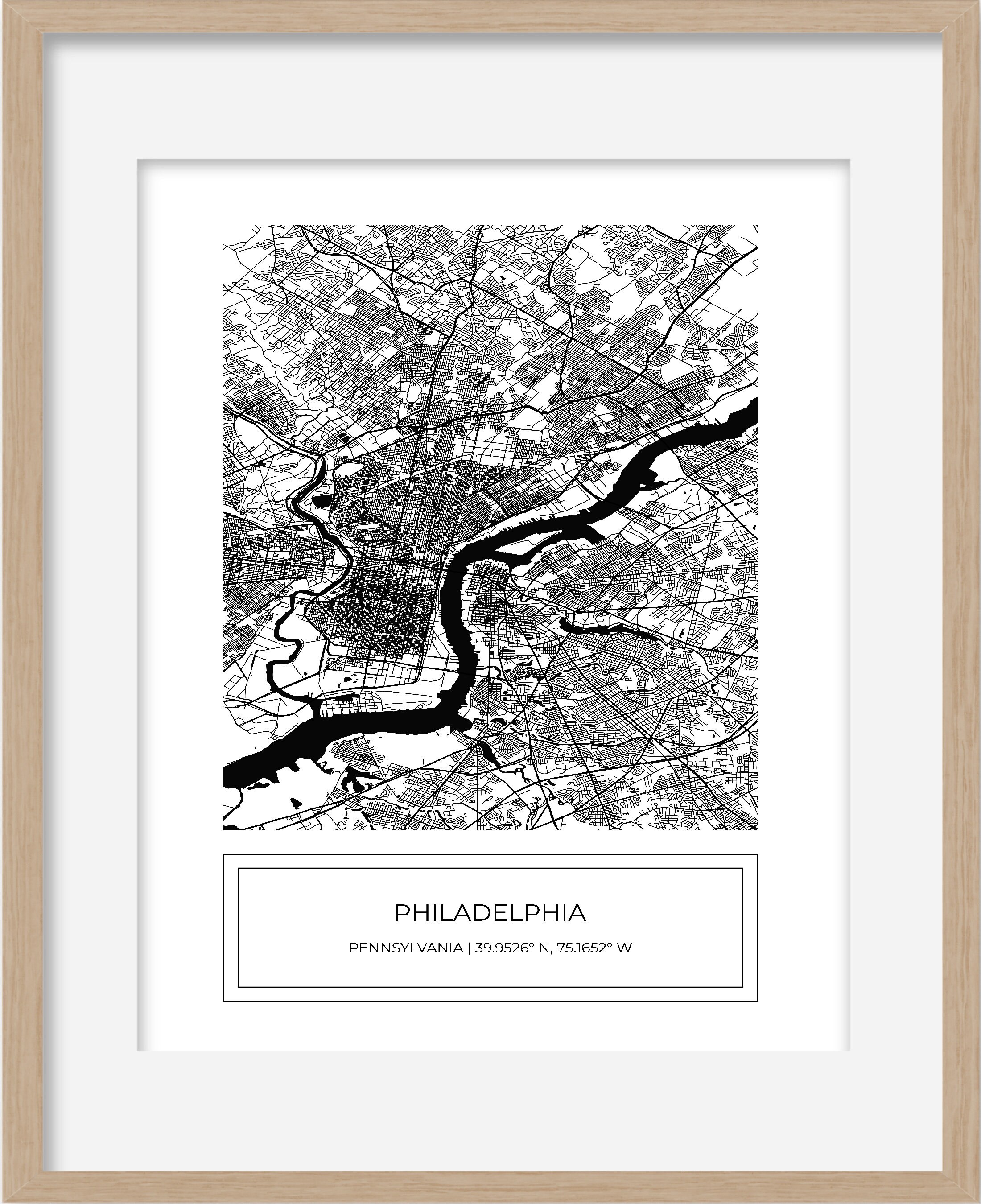 Philadelphia Map, Black White Philadelphia Map, Philadelphia Poster ...