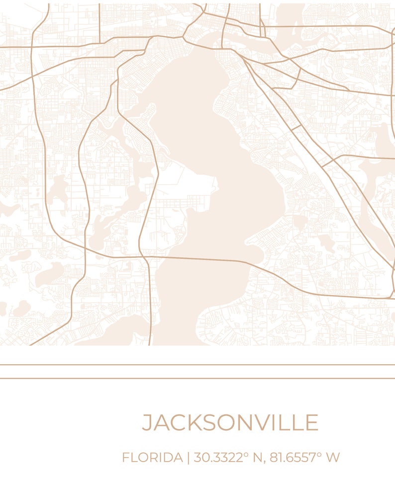 Jacksonville Map, Map of Jacksonville, Jacksonville Poster, Map of ...