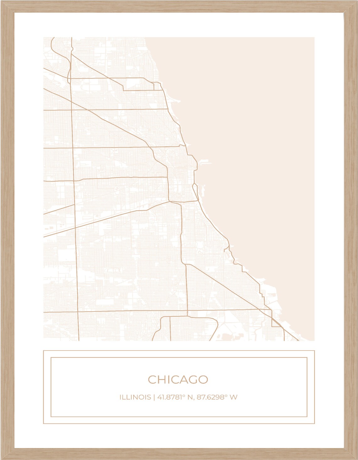 Chicago Map, Map of Chicago, Chicago Street Map, Chicago, Print, Poster ...