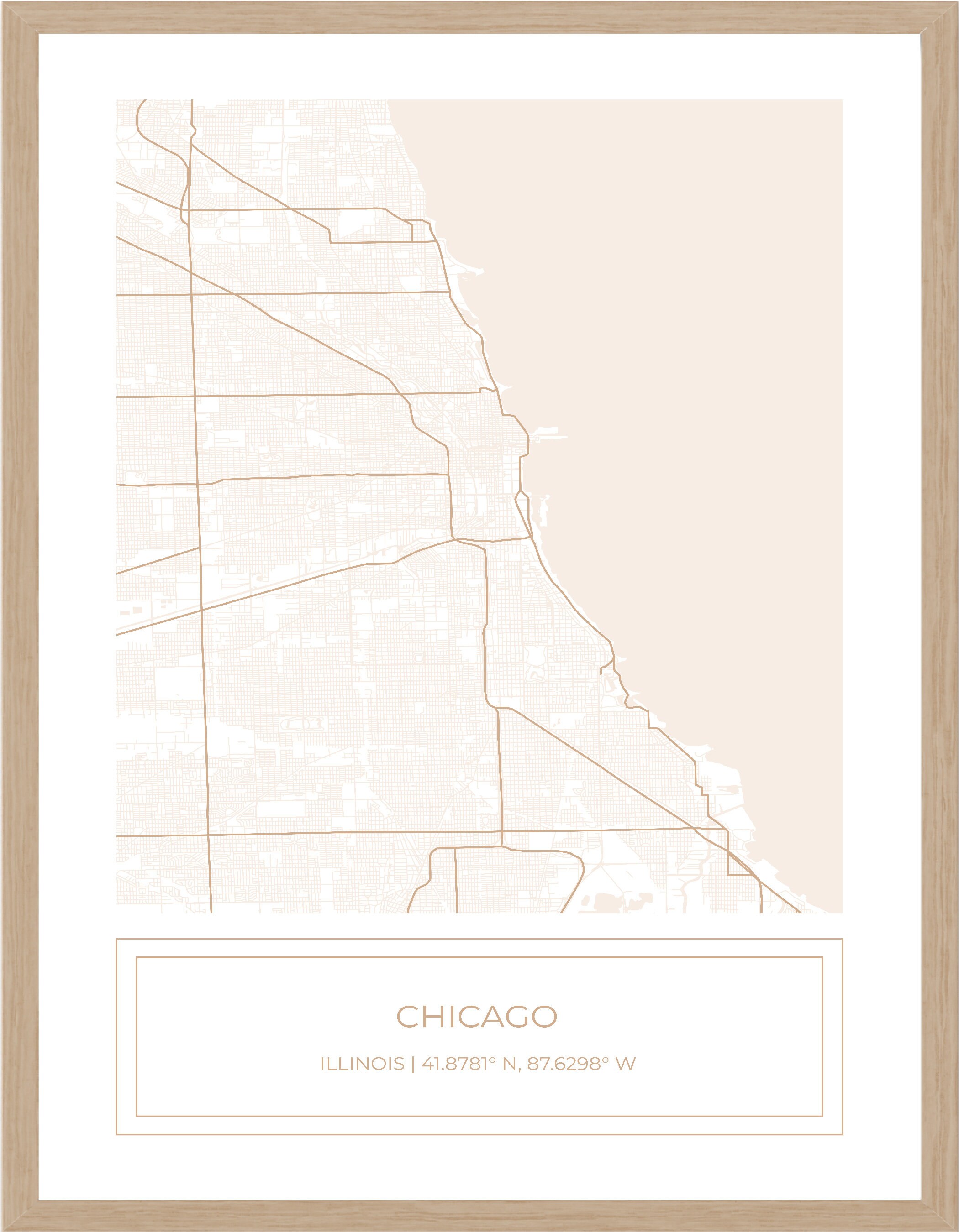 Chicago Map, Map of Chicago, Chicago Street Map, Chicago, Print, Poster ...