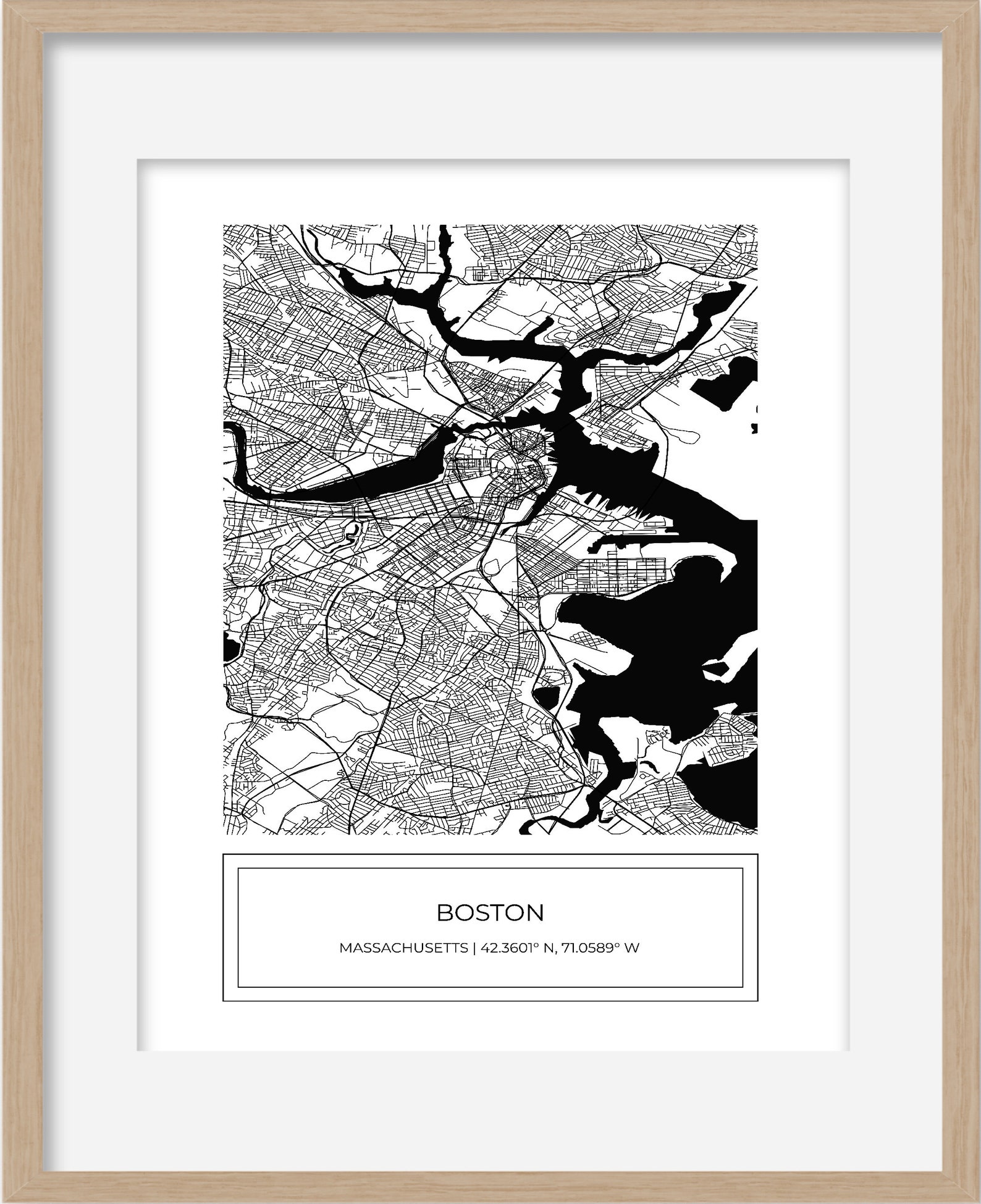 Boston Map, Map of Boston, Black Boston Map, Boston Poster, Map of ...