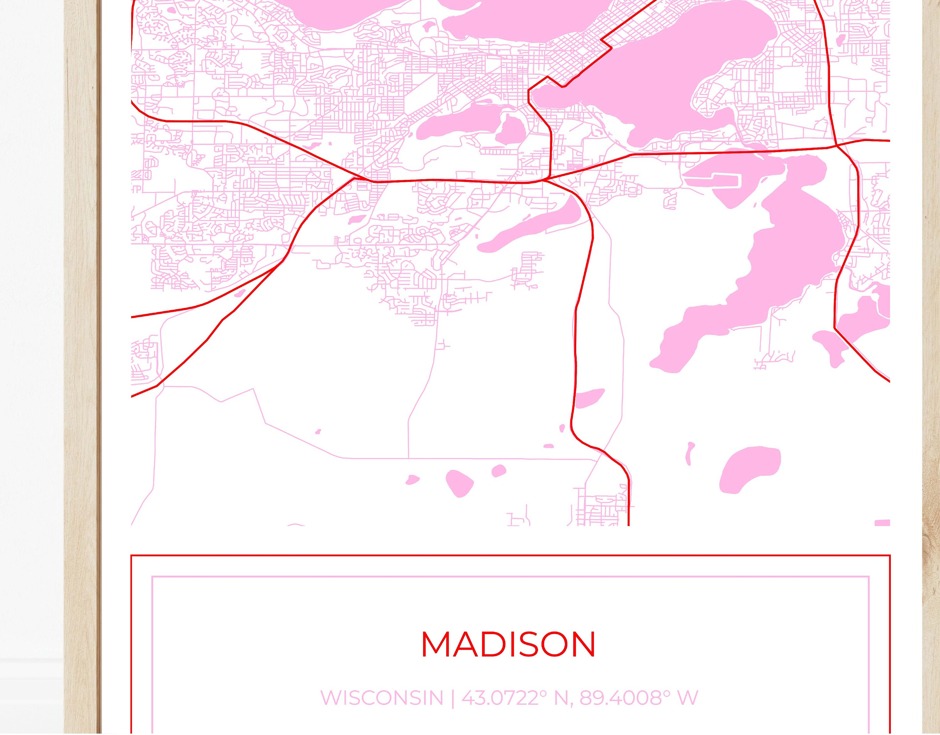 Map of Madison Wisconsin, Madison Wisconsin Map, Modern Madison Map ...