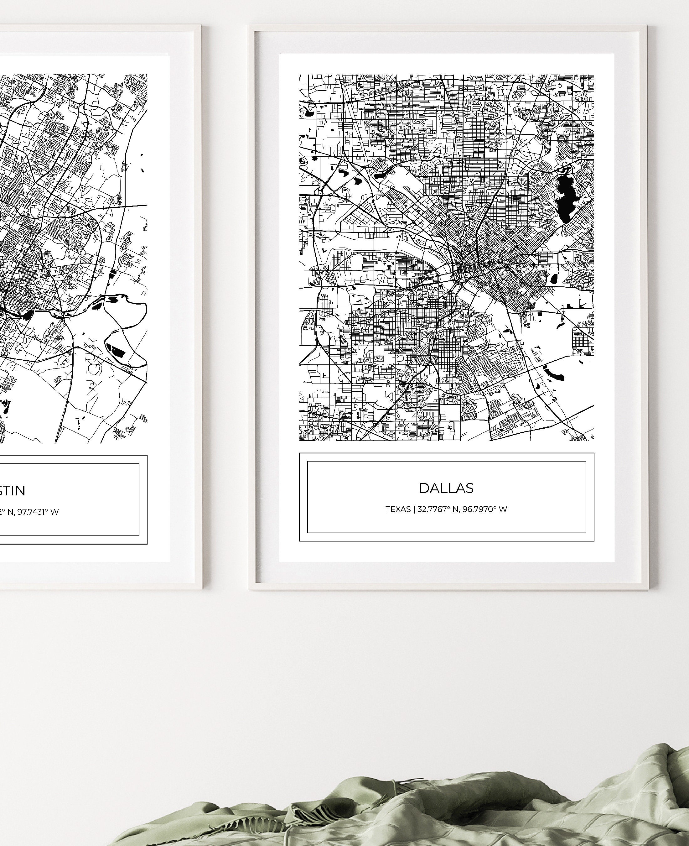 Dallas Map, Map of Dallas, Black White Dallas Map, Dallas Poster, Map ...