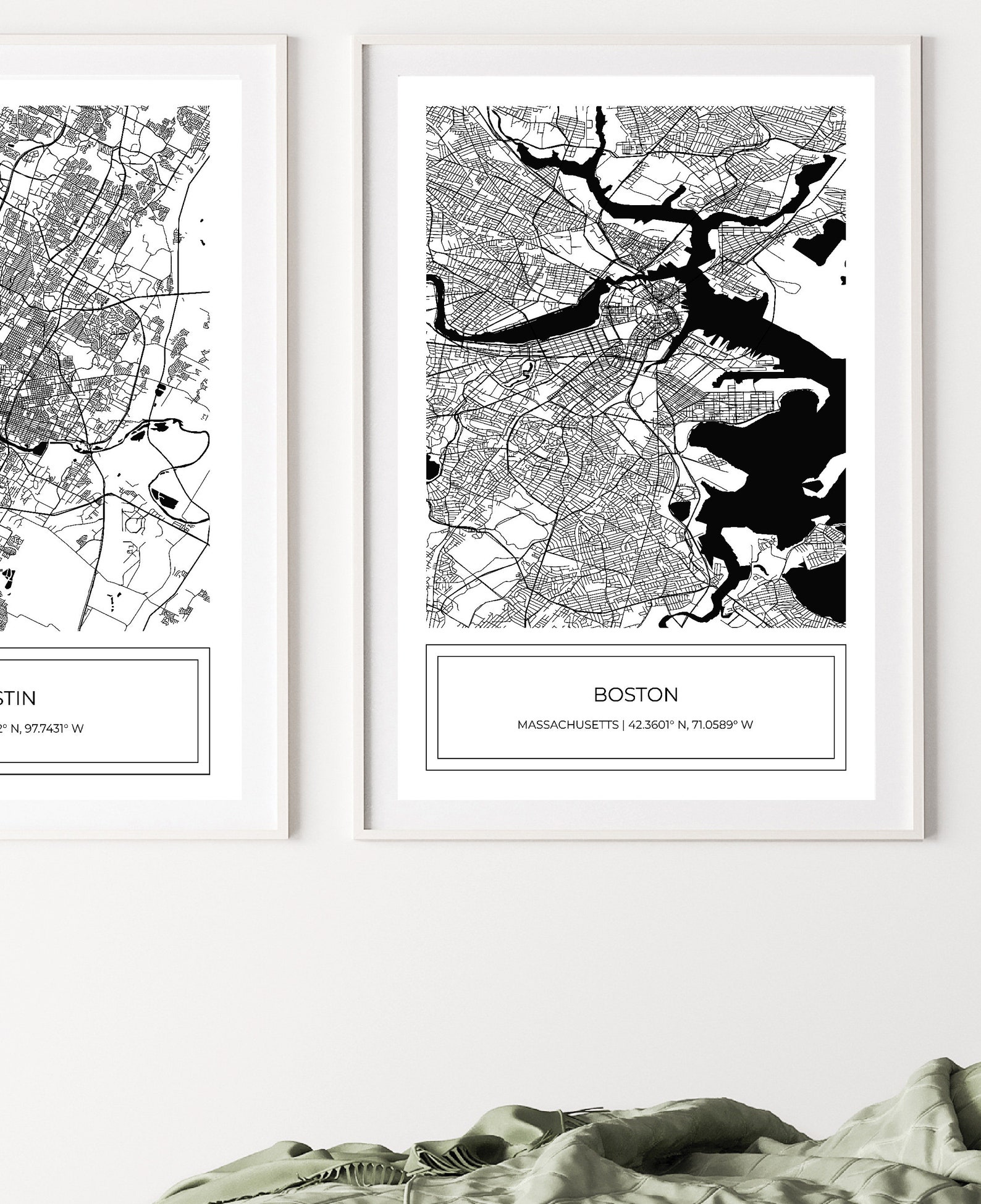 Boston Map, Map of Boston, Black Boston Map, Boston Poster, Map of ...