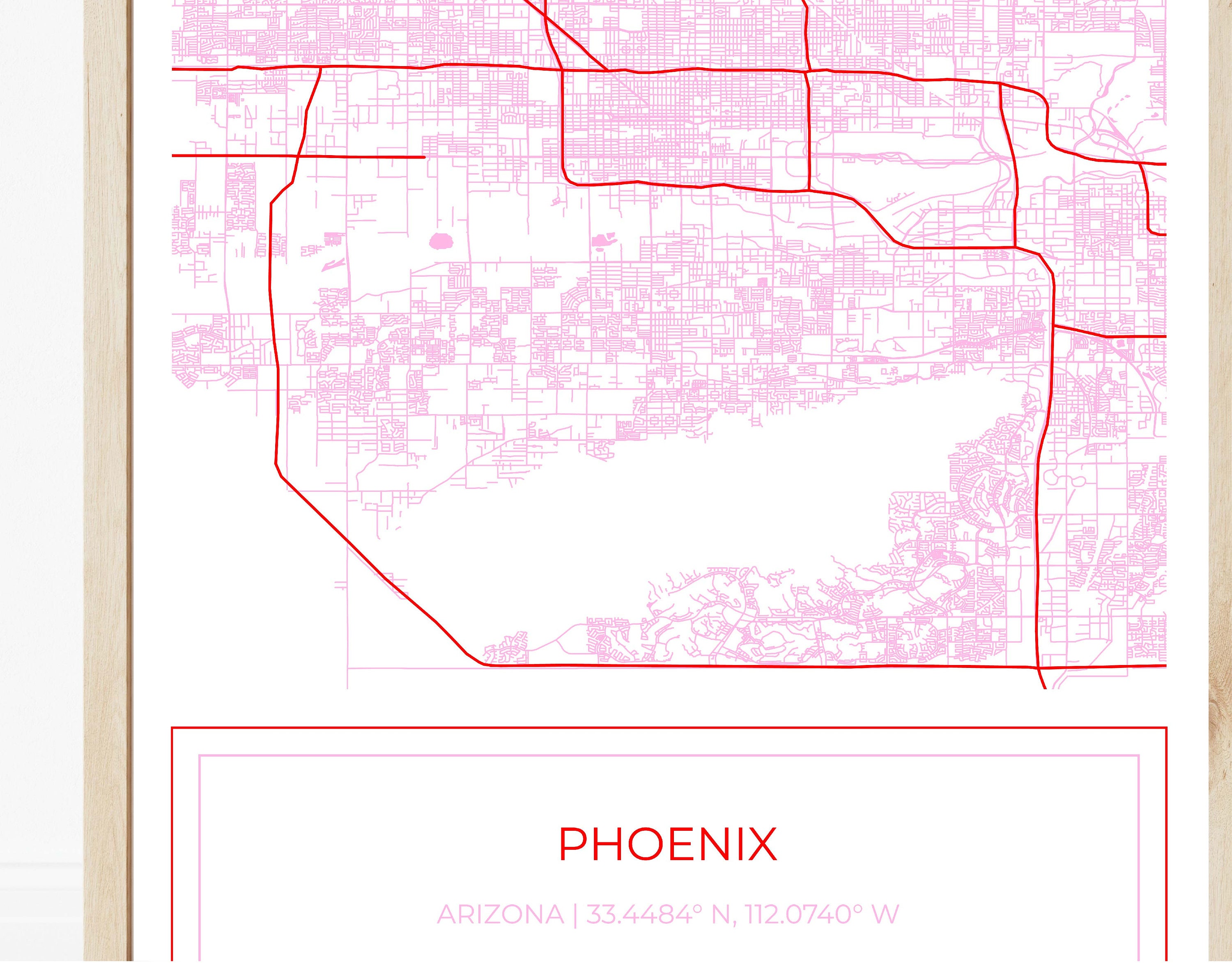 Mapa de Phoenix, Mapa de Phoenix, Mapa de Phoenix Rosa, Cartel de ...