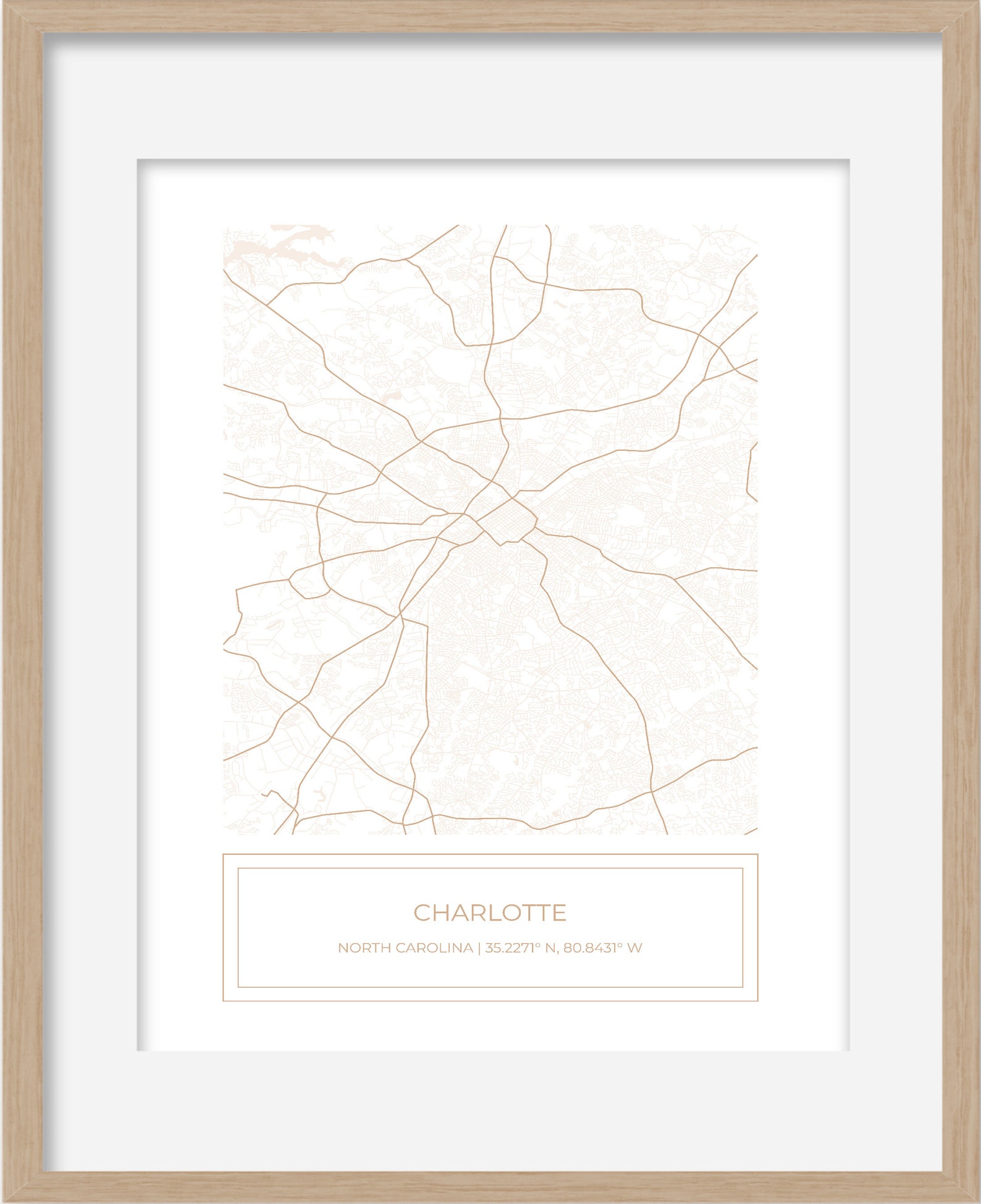 Charlotte Map, Map, Neutral Charlotte Map, Charlotte Poster, Map of ...