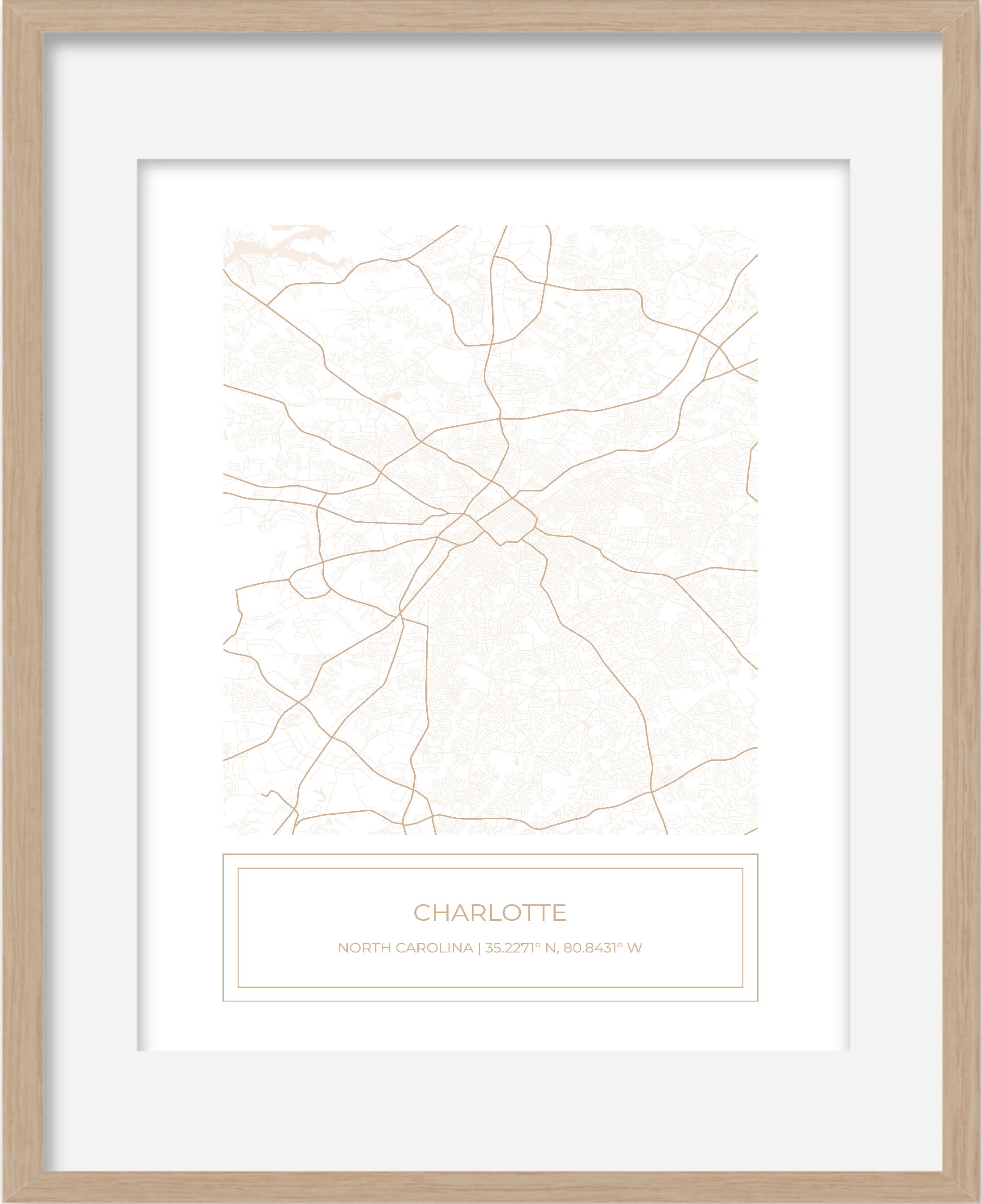 Charlotte Map, Map, Neutral Charlotte Map, Charlotte Poster, Map of ...