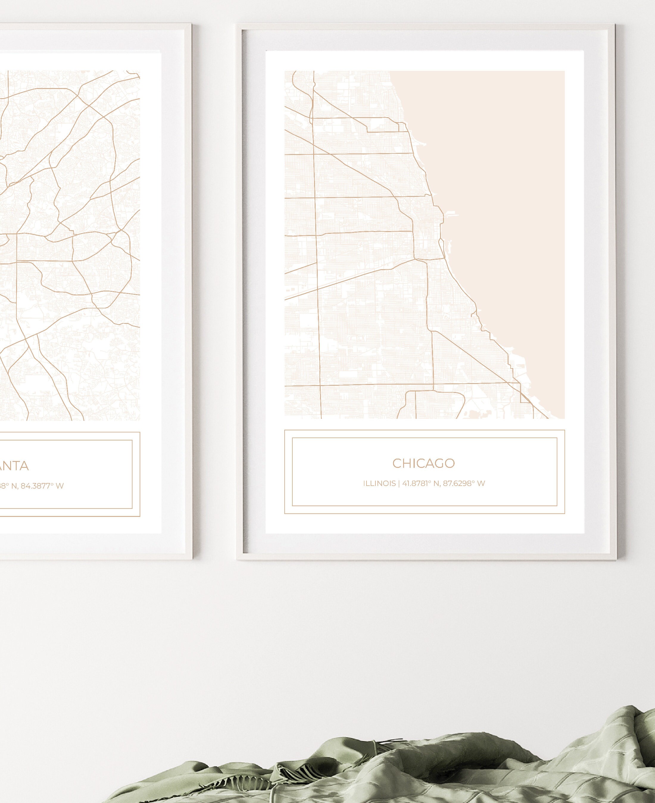 Chicago Map, Map of Chicago, Chicago Street Map, Chicago, Print, Poster ...