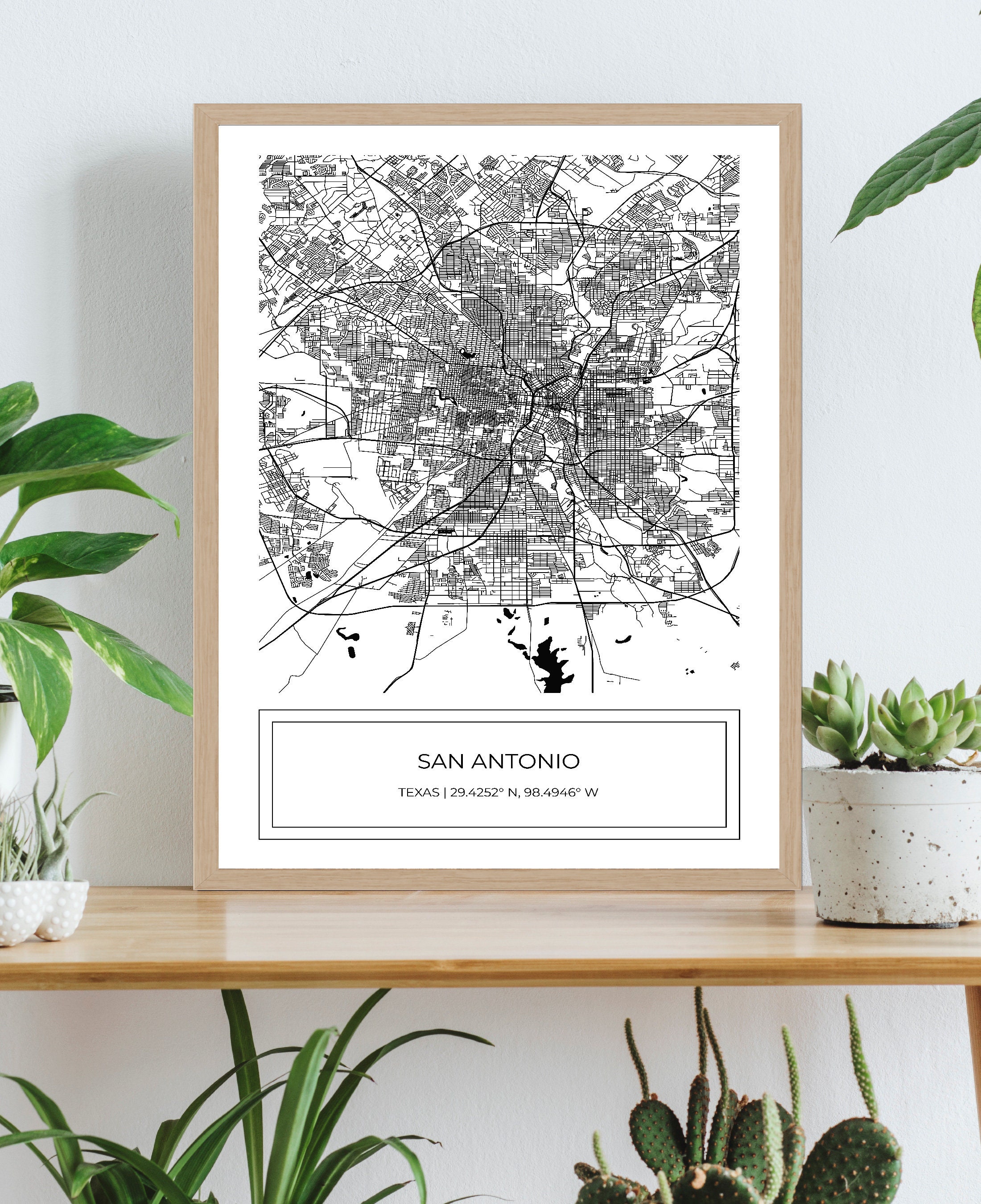 Mapa de San Antonio, Mapa de San Antonio, Mapa de San Antonio blanco negro, Cartel de San ...