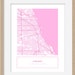 Chicago Map, Map of Chicago, Pink Chicago Map, Chicago Poster, Map of ...