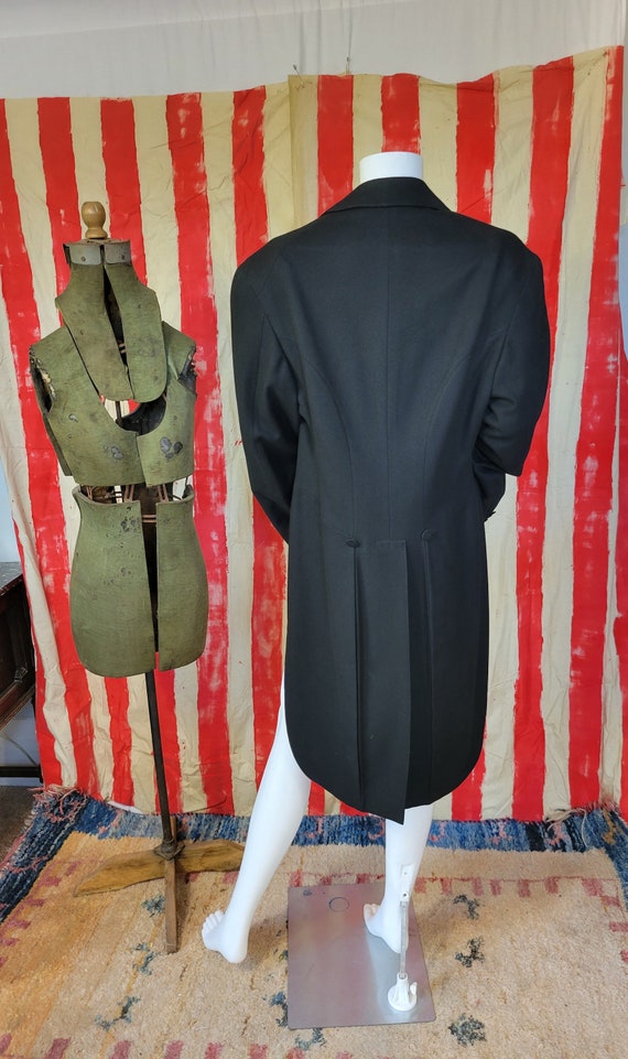 1920s Black Wool Tux Jacket Overcoat Tails Coat I Sz… Gem
