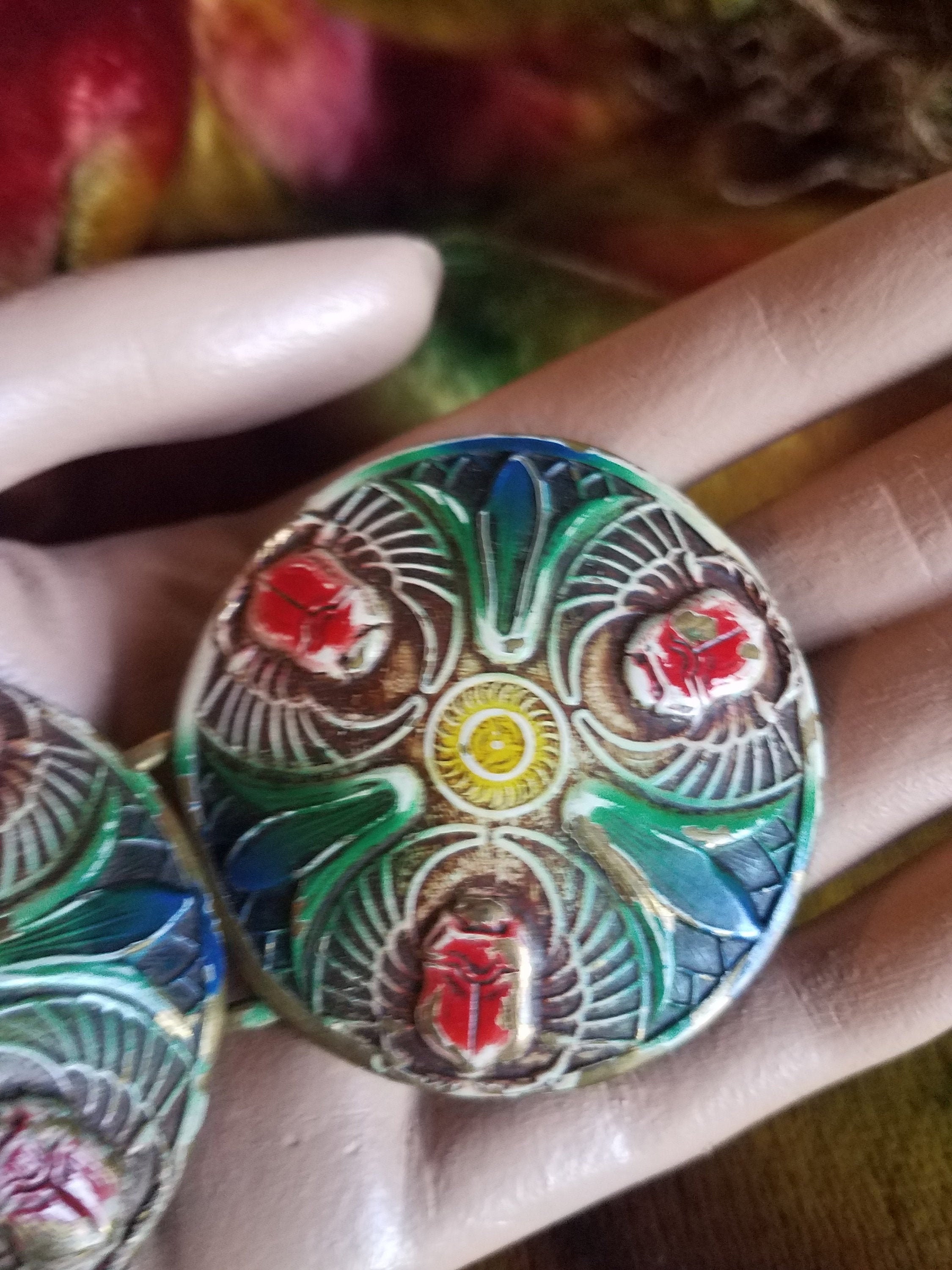 1920's Art Deco Scarab Egyptian Revival Painted Metal Belt - Etsy