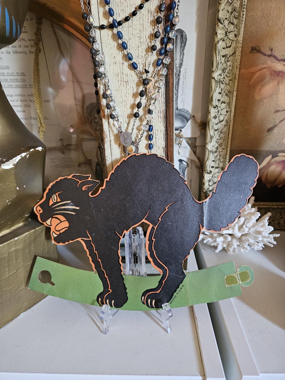 Vintage 1950's Black Cat Halloween Table Top Rocker Cardboard ...