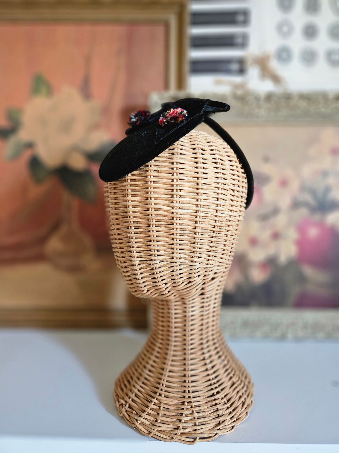 1940's Black Wool Tilt Hat I Toy Hat I Doll Hat I Burlesque I WWII I ...