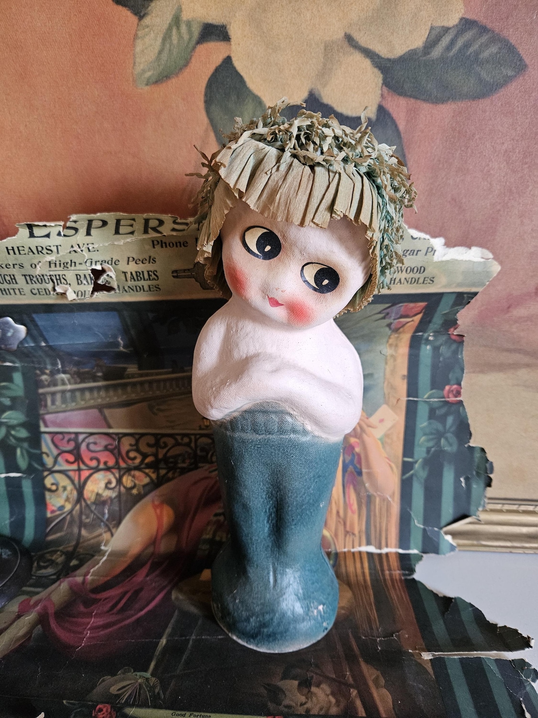 1920's Art Deco Flapper Paper Mache Flapper Doll I Unger Doll & Toy Co ...