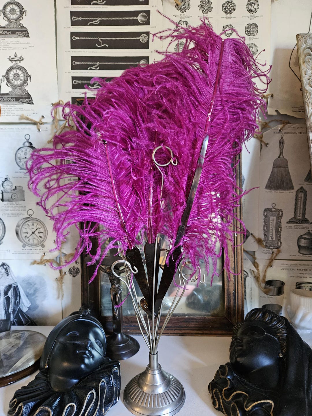 Victorian Pink Marabou Ostrich Feather Fan I Tortoise Celluloid Staves ...