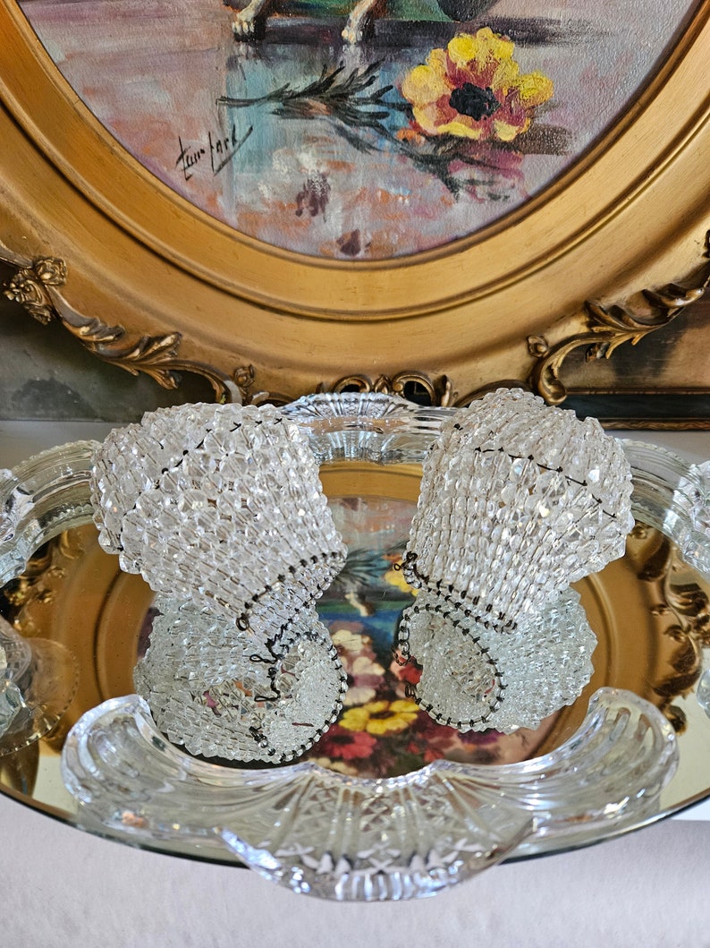 Antique Cut Crystal Light Bulb Covers I Fit Standard Bulbs I Pair I ...