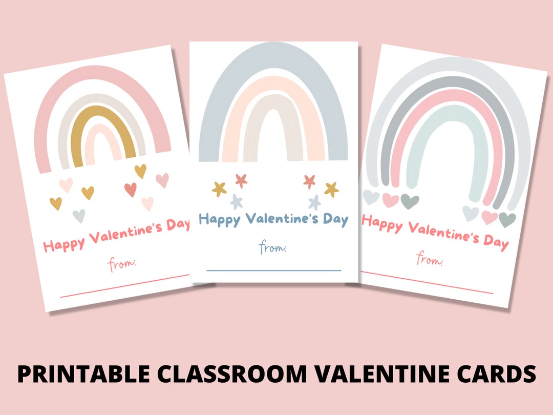 Rainbow Valentine Cards | Set of Valentine's Cards | Kids Valentine ...