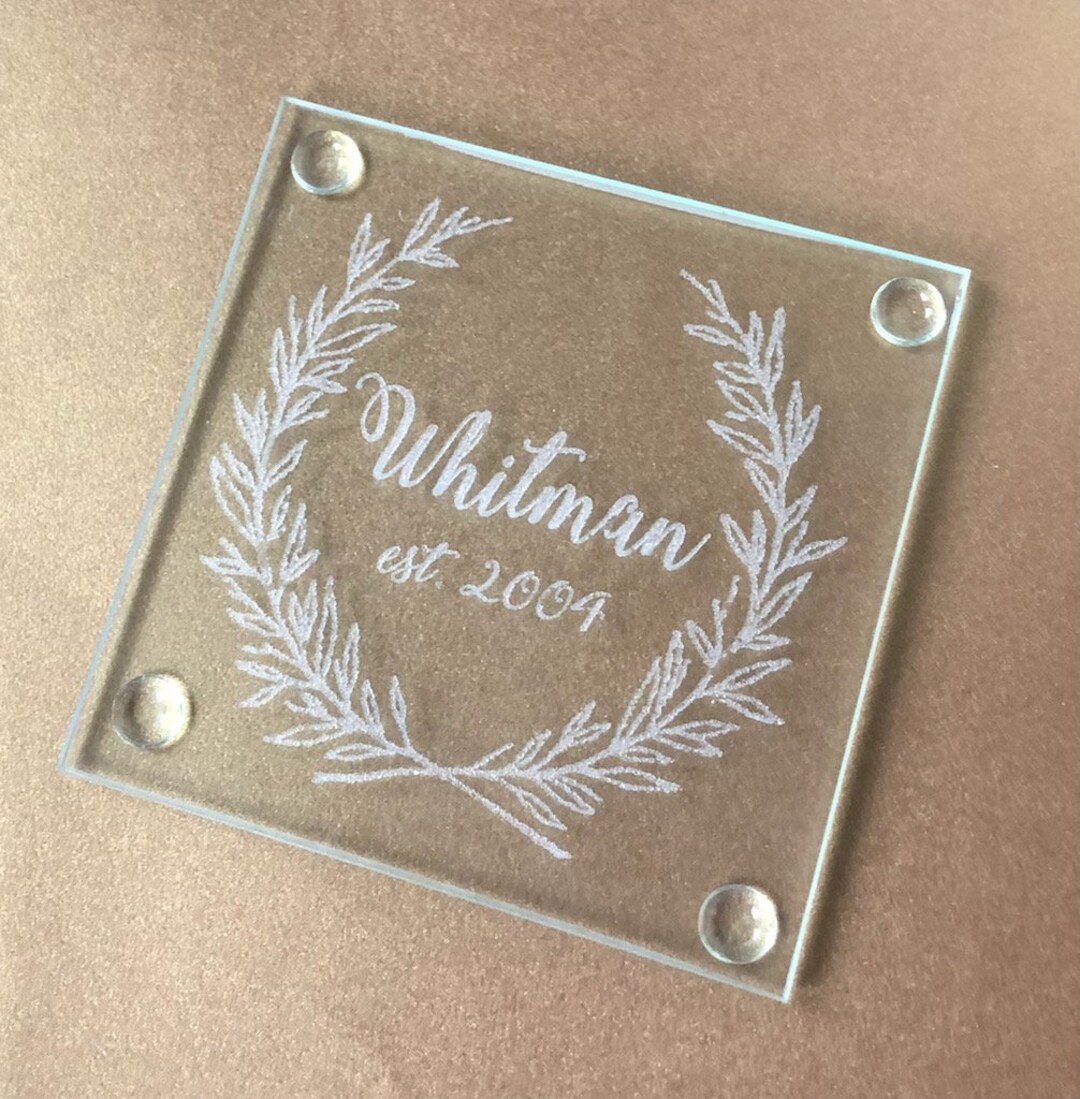 Logo Coasters Glass Coaster Set of 4 Personalized Clear Glass Coaster ...