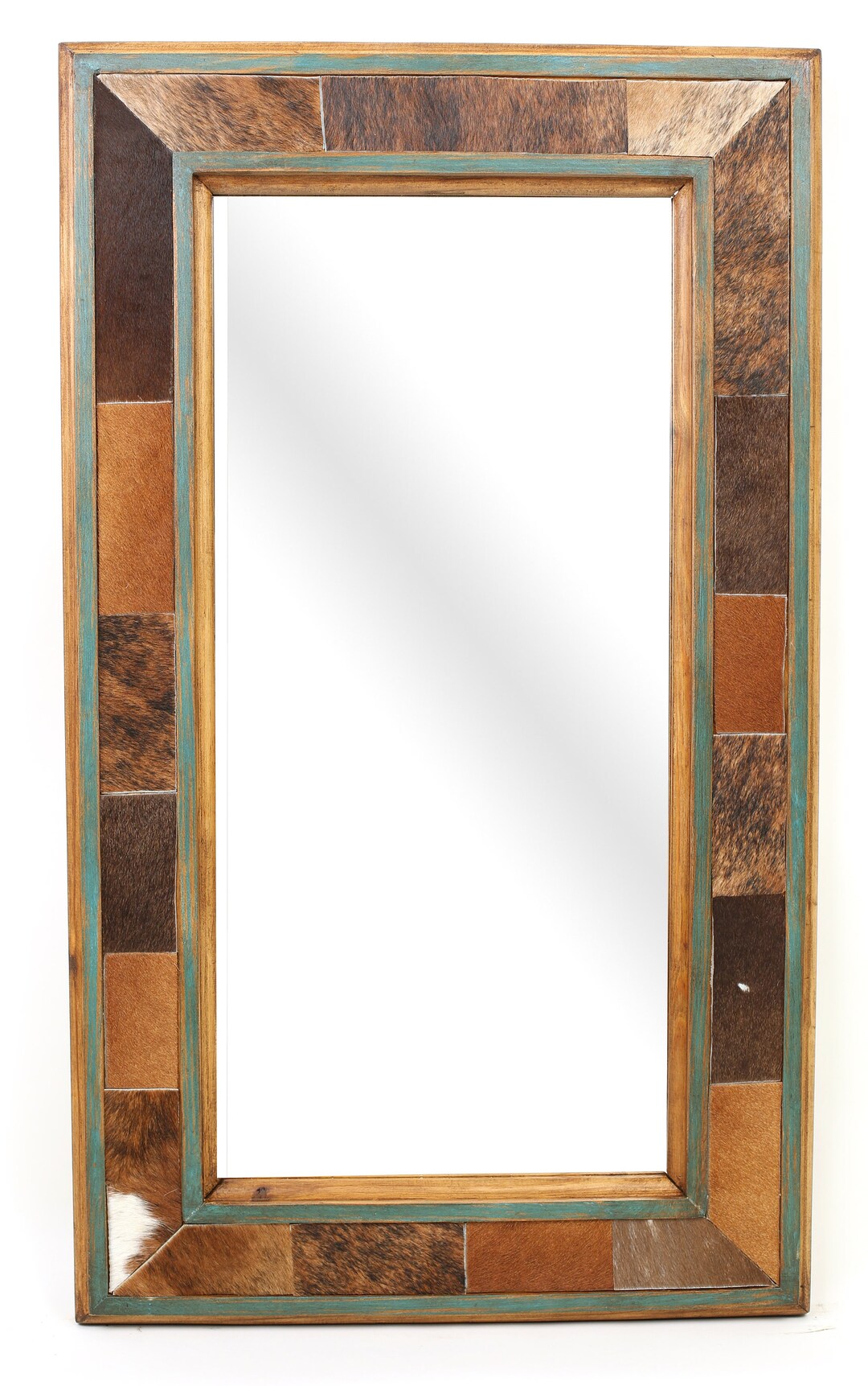 Cibolo Creek Cowhide Mirror-wood-handmade-rustic-western-accent Mirror ...