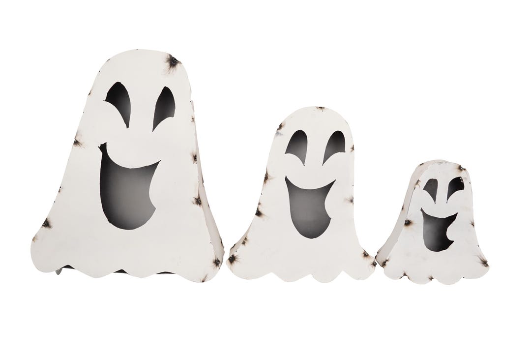 Halloween Ghosts-set 3-metal-garden-nesting-white-outdoor Decor ...