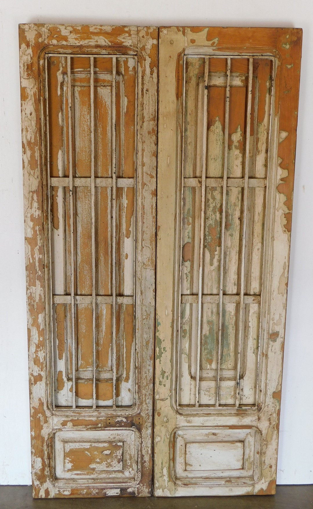Antique Pair Mexican Old Doors-#202-primitive-rustic-31x57.5-headboard ...