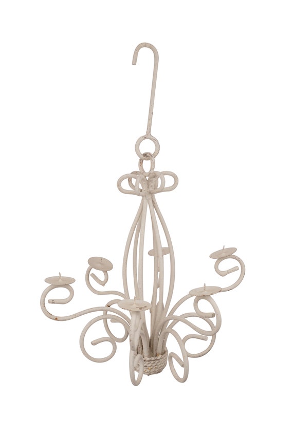 Small Primitive Chandelier Distressed Wooden Small Black Light Up