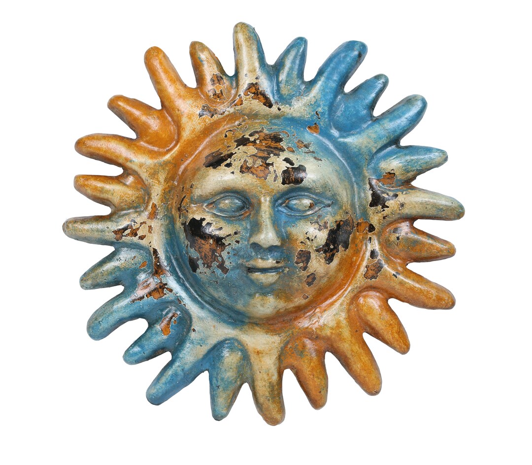 Old World Clay Sun-14 Inches-hand Painted-garden-handmade-garden Decor ...