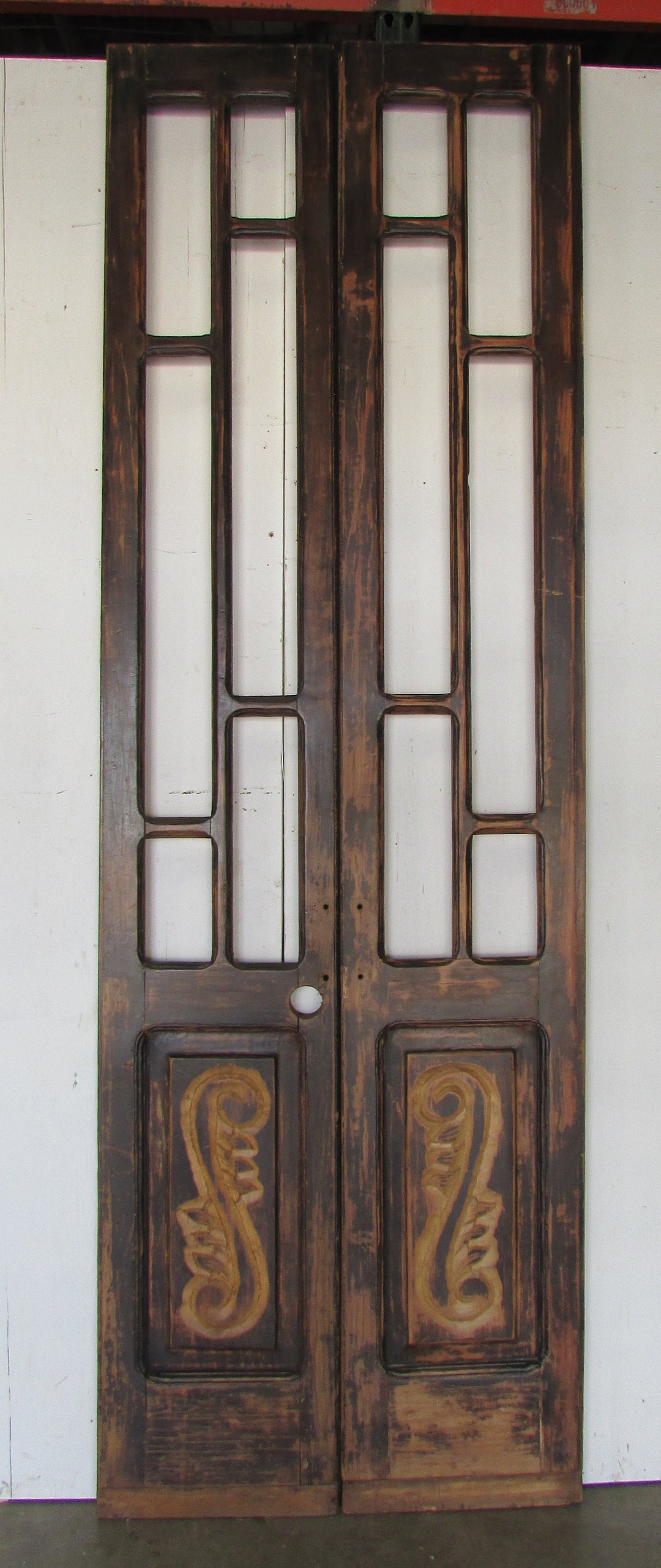 Antique Pair Mexican Old Doors #151-carved-primitive-rustic-31.5x96x1.5 ...