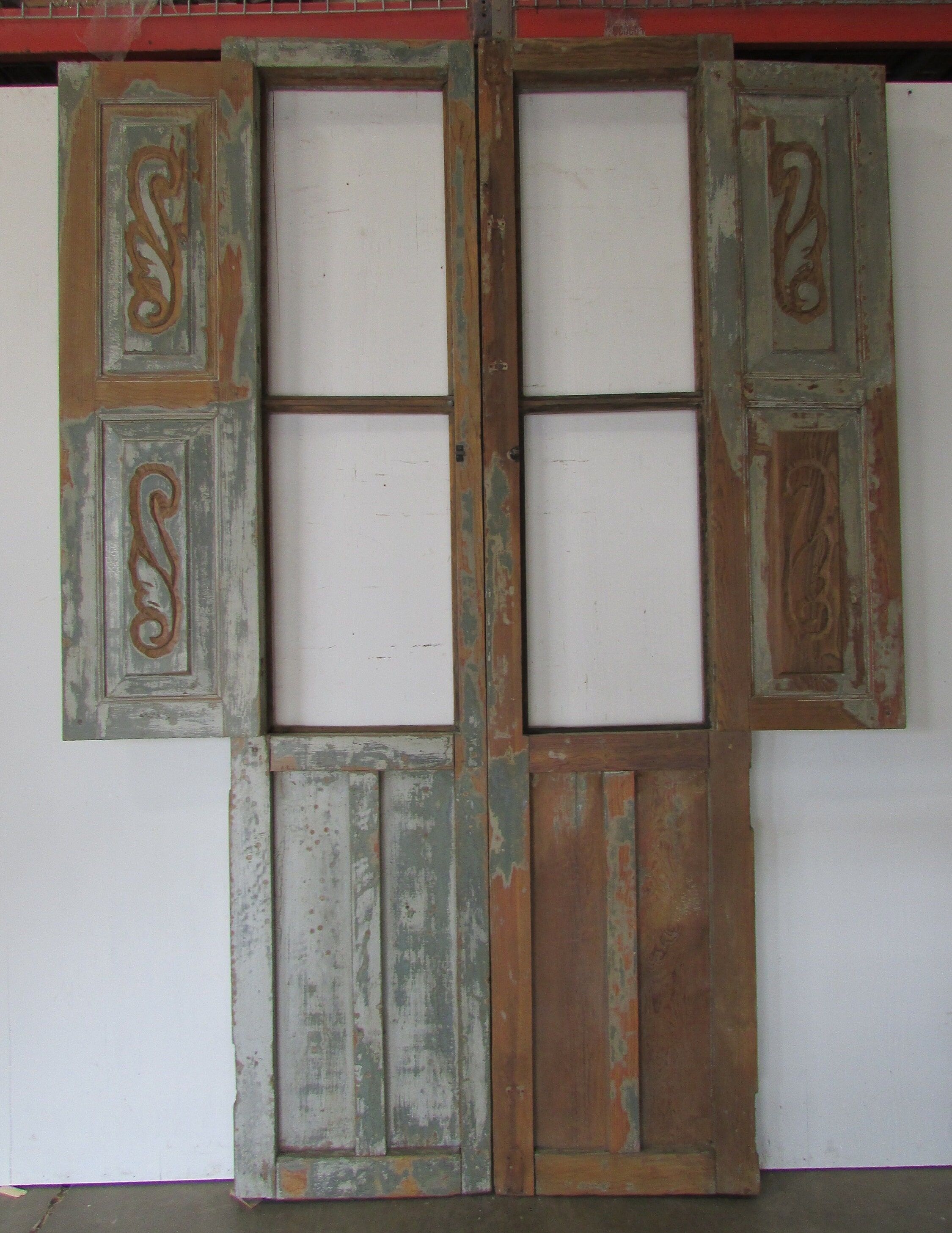 Antique Pair Mexican Carved Old Doors-#156-primitive-rustic-44x99x2.5 ...