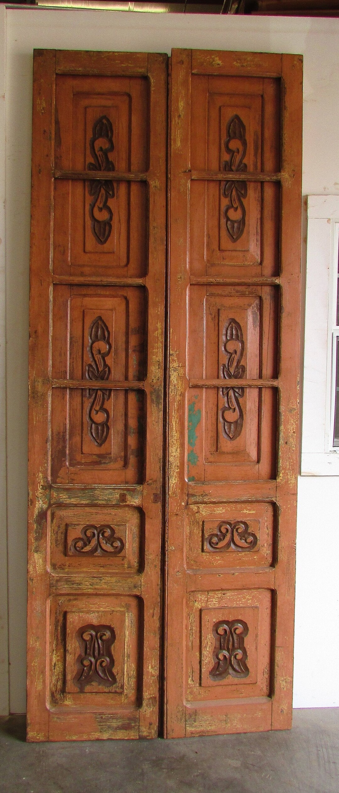 Antique Pair Carved Mexican Old Doors #250-primitive-rustic-40x101 ...