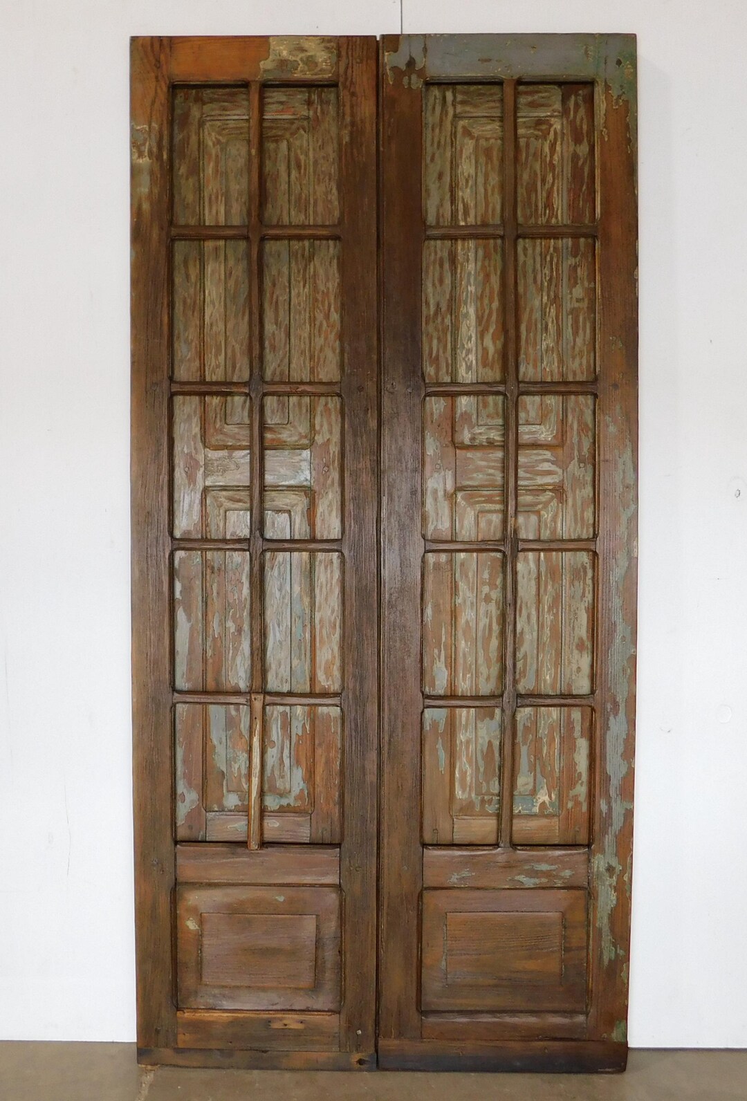 Antique Pair Mexican Old Doors-#57-primitive-rustic-43.5x91x2-headboard ...