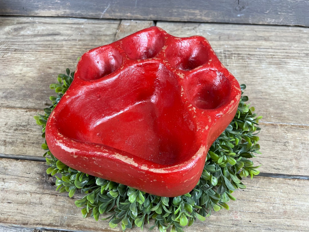 Clay Dog Paw Vessel-red-bowl-7x8 Inches-handmade-candle Pour-exclusive ...