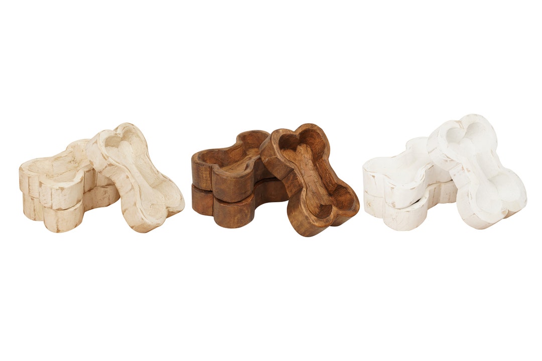 Dog Bone Bowl-trio Pack-8 X 5 X 2 In-wood-candle Ready-original Design ...
