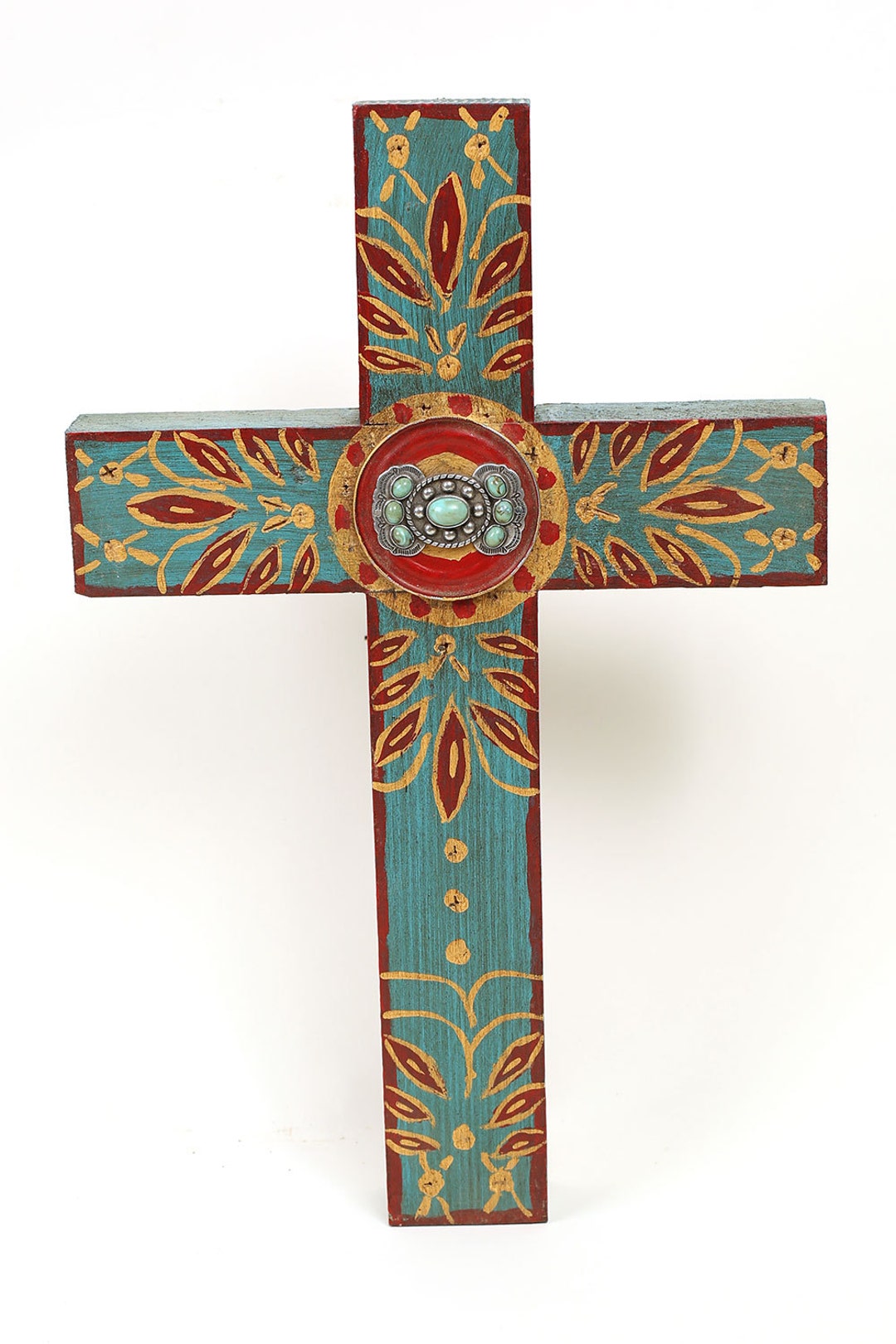 Concho Cross-11x17 Inches-mexican Folk Art-crosses-handmade-wall Decor ...